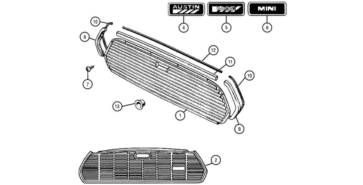 GRILLE END MOULDING, RH, MINI MK1 – Philips Classics